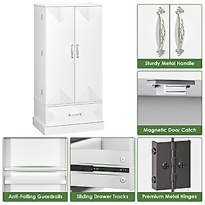 Bigbiglife 47" Kitchen Pantry Cabinet, Kitchen Storage Cabinet with Doors and Adjustable Shelves, Freestanding Buffet Cupboards with Drawer for Kitchen, Living Room and Dining Room, White