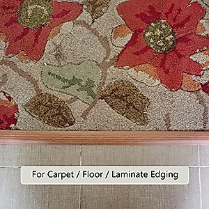 DAILISEN 6.56ft Vinyl Self Adhesive Overlap Threshold Reducer,Flooring Tile Laminate Border Transition Strip,Flat Carpet Rug Edging Strips, Fluted Saddle,Flexible Molding Trim,Stair Edging