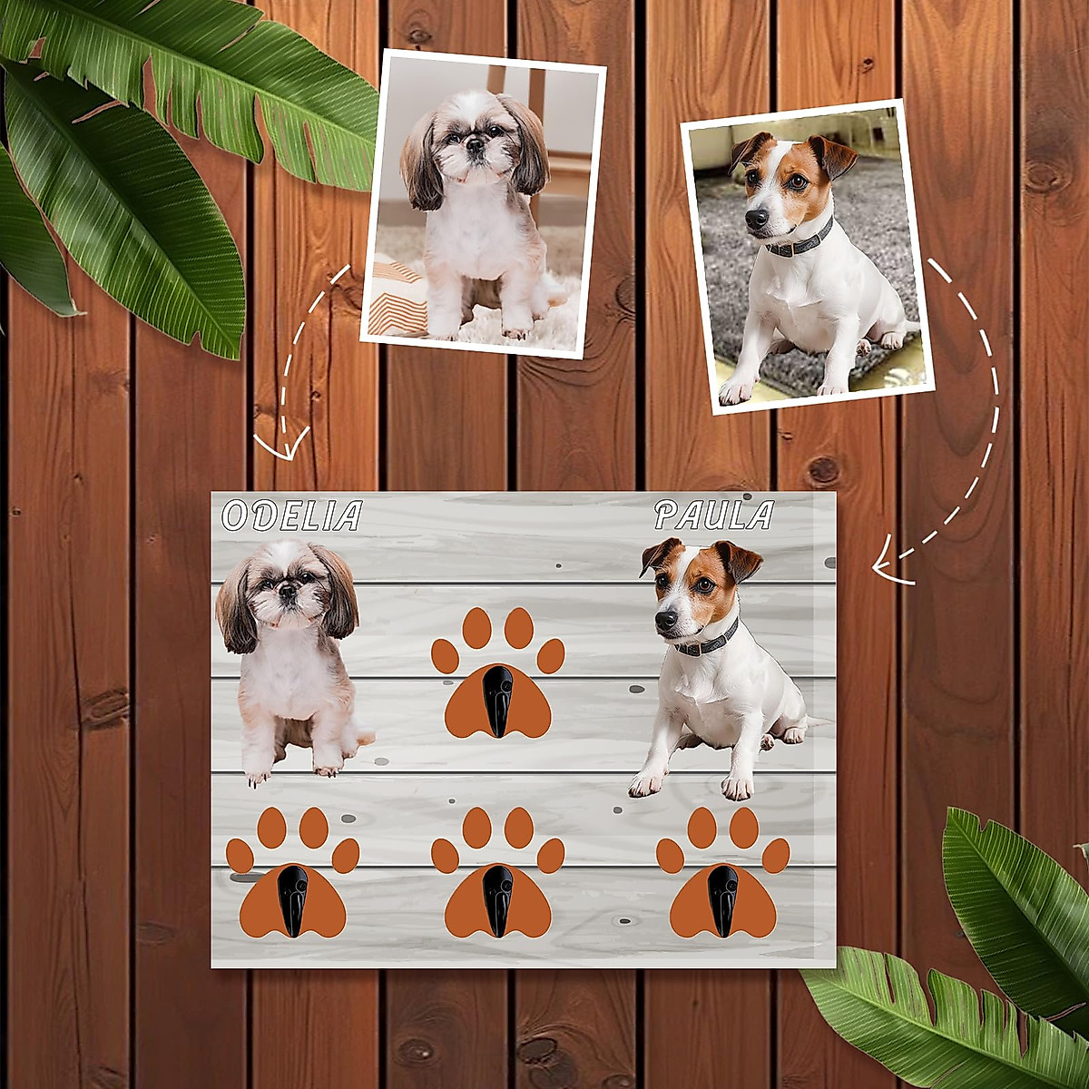 Generic Custom Dog Leash Holder,Personalized Dog Leash Hook with Name and Photo, Wooden Dog Key Organizer for Wall Dog Lovers Gift (White)