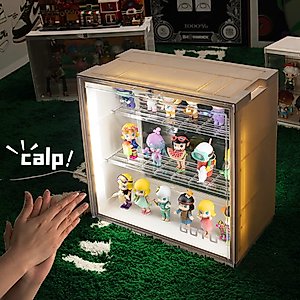 GOTO LED Lighting Display Box, Display Storage Case, Show Case for Bearbrick 400%, Action Figures, Lego, Collectibles, Pop Mart (19L LED Included Adapter and 2 Partition)
