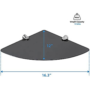 suptek Corner Floating Wall Mounted Shelf with Black Strengthened Tempered Glasses