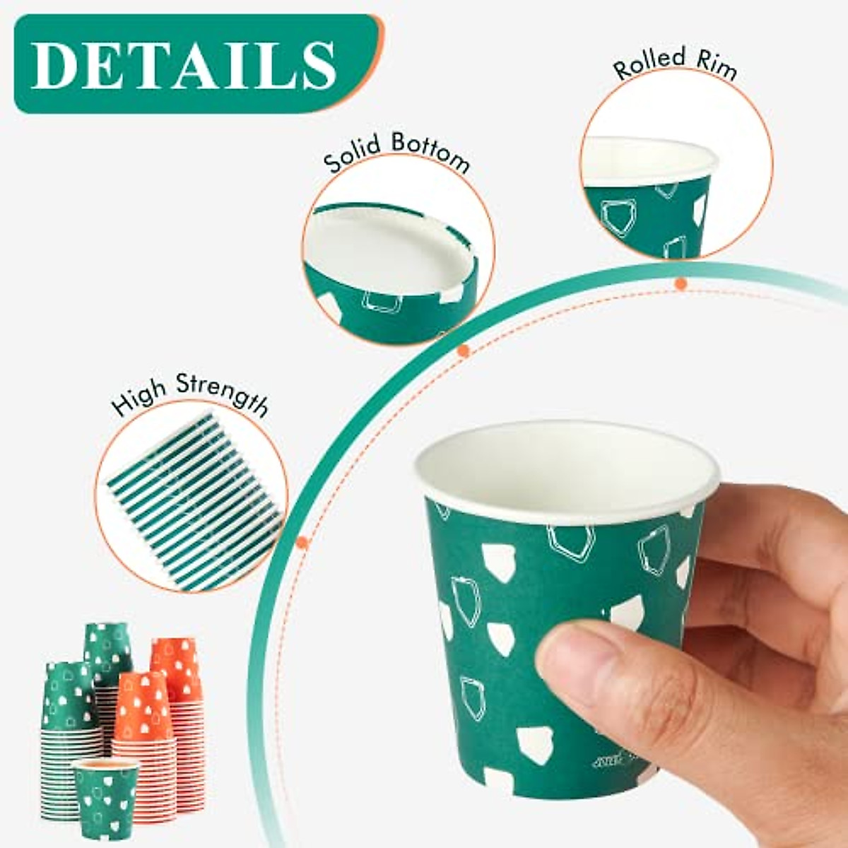JOLLY PARTY 3 oz Bathroom Cups, 360 Pack Small Mini Paper Cups, Disposable Mouthwash Cups for Bathroom, Espresso, and Event
