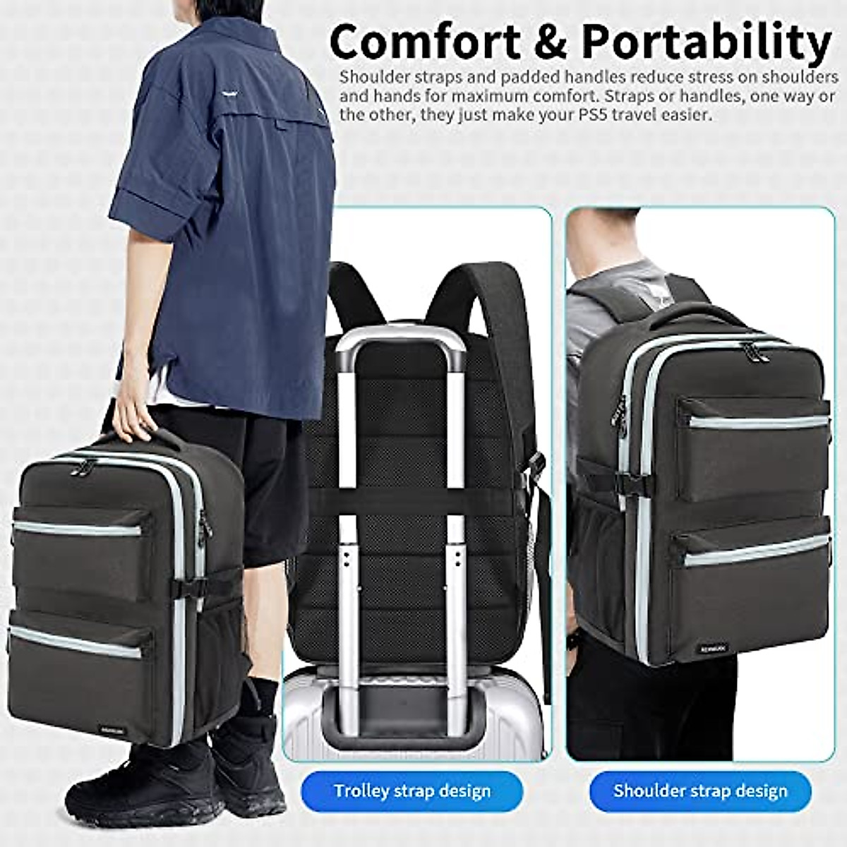 AKOZLIN Travel Gaming Console Backpack Compatible with Play Stantion 5 4 PS5/PS4/PS4 Pro/PS4 Slim/Xbox One X S