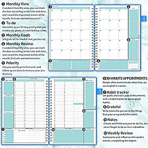 Weekly Schedule Planner Undated with Year Weekly Monthly, Regolden-Book Hourly Appointment Book Academic Planner, 53 Weeks,12 Month Journal Notebook Productivity with Twin-Wire Binding Flexible Cover