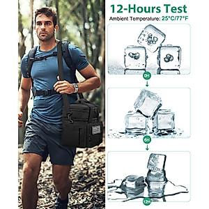 SumeStar Tactical Lunch Box for Men, Large Insulated Lunch Bag Adult, Heavy Duty Double Deck Expandable Lunch Cooler Bag Leakproof Waterproof Lunch Tote for Work Office Camping Travel - Black