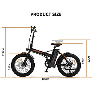 aostirmotor 500W(Peak 550W) Folding Electric Bike for Adults,36V 13Ah Battery Ebike 25MPH 20" X 4.0" Fat Tire Foldable Electric Bicycle Long Range 28+ Miles with 7-Speed