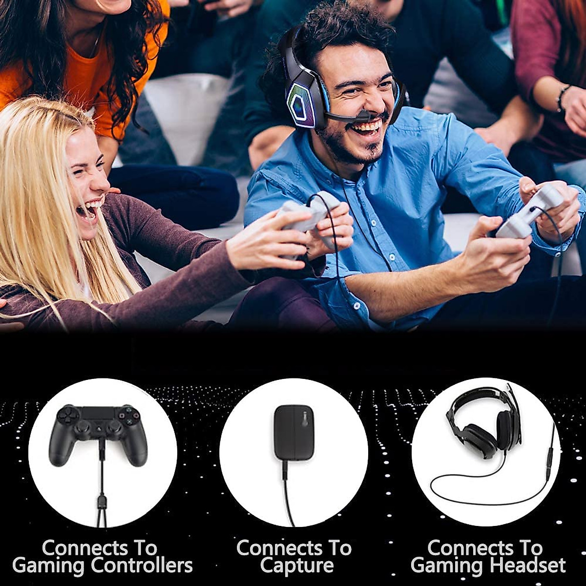 Akingdleo Game Capture Party Link Cable Adapter Compatible for Elgato,HD60 S+ Party Chat Capture Cable, Party Chat Adapter Cable Compatible for Xbox One X/S PS4 PS5