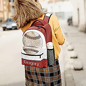 Eiis Retro Vintage Baseball Red Students Personalized School Backpack for Kid-Boy /Girl Primary Daypack Travel Bookbag
