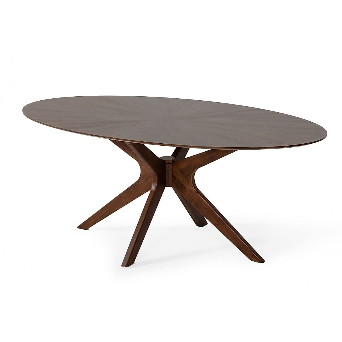 Limari Home Poype Collection Modern Style Walnut Finished Oval 8 Persons Dining Table With Solid Wood Legs and Base, Brown