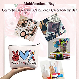 BDPWSS Phlebotomist Gift For Women PBT Nurse Graduation Gift Peace Love Phlebotomy Funny Phlebotomy Technician Makeup Bag (Peace love phle)