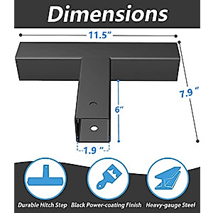 Tow Hitch Steps Bar Black for 2 Inches Receivers Trailer Hitch Step Heavy-Steel Towing Bumper Guards Automotive Bump Step Rust Free Powder Coating Finish 400lbs Maximum Load for Most Cars SUVs Trucks