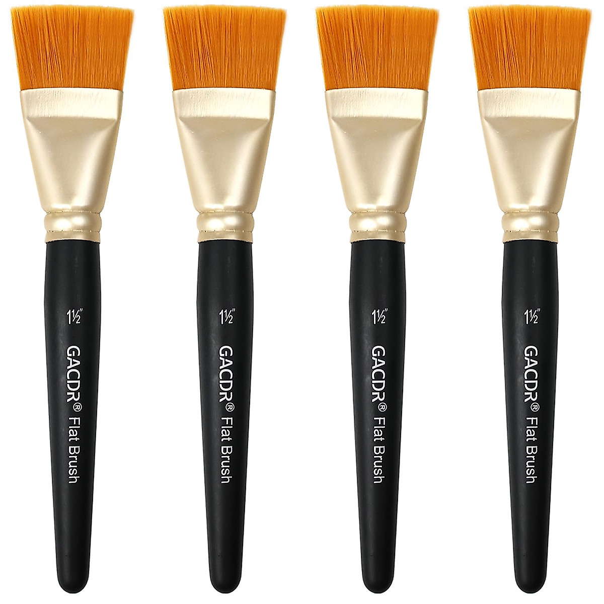 1 1/2 inch Flat Paint Brushes for Acrylic Painting,4 Pieces 38mm Large Craft Basecoating PaintBrushes with Wooden Handle for Acrylic, Oil, Body, Facial mask Brushes