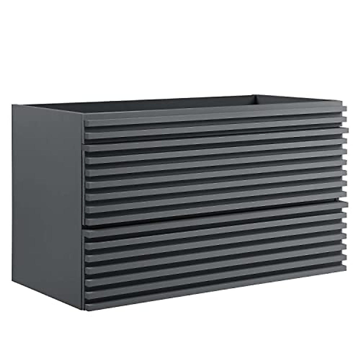 Modway Render 35" MDF Wood Wall-Mount Bathroom Vanity Cabinet in Gray