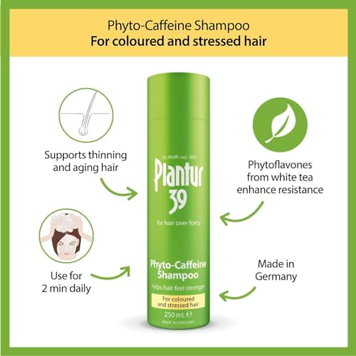 Plantur 39 Phyto-Caffeine Shampoo for Colored, Stressed Hair, 8.45 fl oz