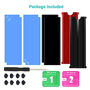 M.2 NVMe heatsink, 2280 SSD Heat Sink Support Single Double Sided with Thermal Silicone Pads for PC / PS5 M.2 PCIE NVMe SSD or M.2 SATA SSD-(2PCS)