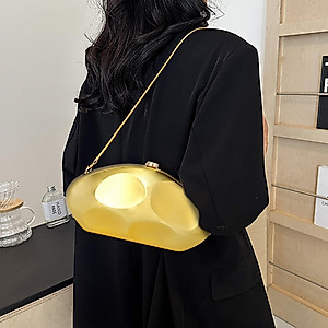 Zeph Hosea Women Seashell Shaped Evening Bag Purse Chain Strap Shoulder Bag Crossbody Bag, Gold