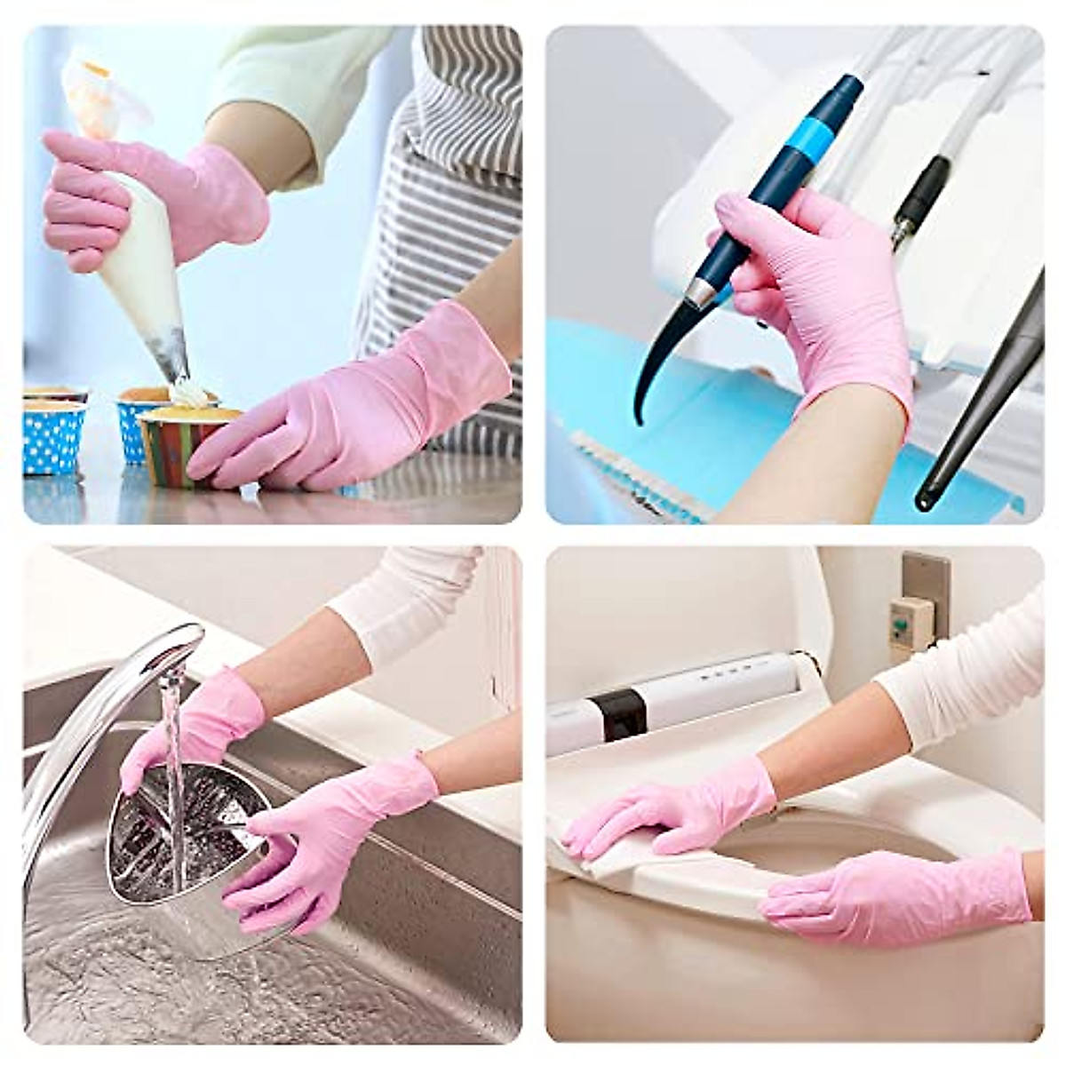 SwiftGrip Pink Nitrile Gloves, 3-mil, Pink Industrial Gloves Disposable Latex Free, Gloves for Cleaning & Esthetician, Pink Rubber Gloves, Pink Cleaning Gloves, Powder-Free, 50-ct Box (Medium)