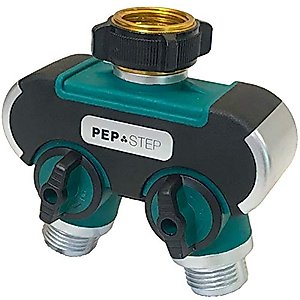 PEP Step Garden Hose Splitter 2 Way Y Connector | Y Valve Double Hose Connector Comfortable Rubberized Grip Garden Water Hose Ball Valve Easy Grip Heavy Duty