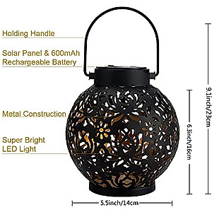 HaoPei Hanging Outdoor Solar Lights Waterproof Lotus Lantern Front Porch Yard Patio Garden Decor for Outside Backyard Wall Pathway Ornaments, HaoPei-01