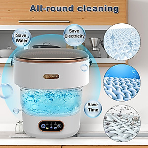 Portable Washing Machine, 15L Mini Foldable Small Washer with Spin Dry 3 Modes Underwear Lavadora Deep Clean for Baby Clothes Socks, Apartment, RV, Camping, Travel Laundry
