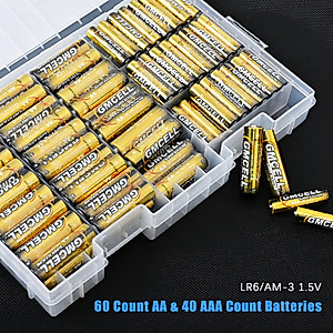 GMCELL AA & AAA Battery Combo: Alkaline Batteries Variety Pack Double A 60 Triple A 40 Count