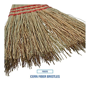 Boardwalk BWK951TCT Corn Fiber Lobby/Toy Broom with 39 in. Wood Handle - Red/Yellow (12/Carton)