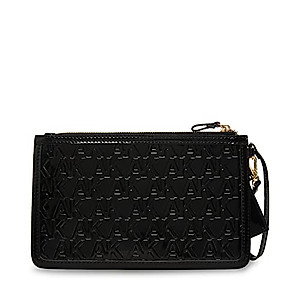 Anne Klein AK Embossed Pouch Set in Patent, Black