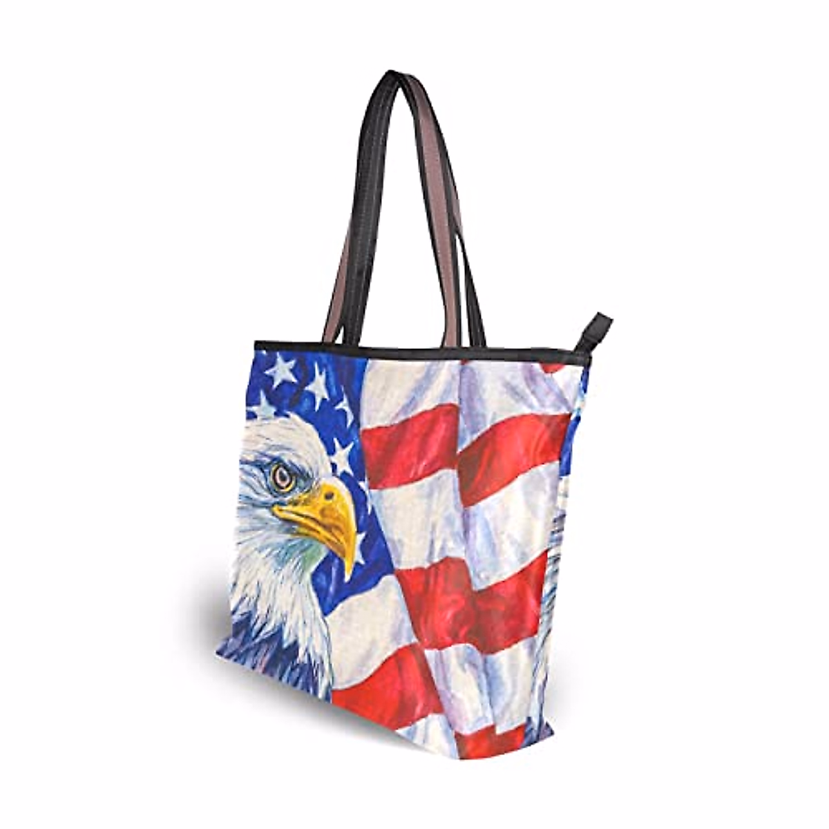 Sletend American Usa Flag Handbags for Women Fashion Tote Bags Shoulder Bag for School Travel Work Shopping