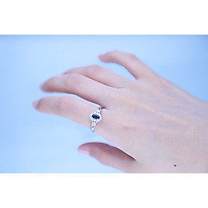 Gin & Grace 10K White Gold Genuine Blue Sapphire and Natural Diamond (I1) Ring for Women., Metal gemstone diamond, Sapphire