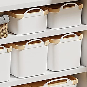 Zerodeko 2pcs Plastic Storage Baskets With Lid Desktop Organizer Bins Stackable Storage Bins Shelves Lidded Container with Handles for Closet Playroom Classroom Office