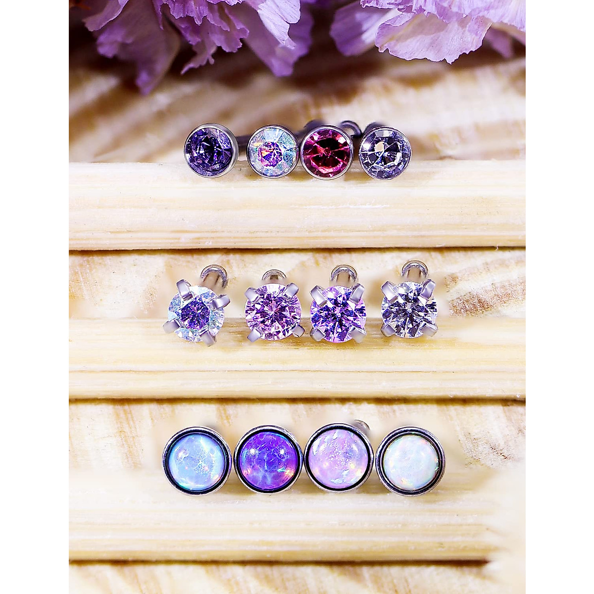 Kridzisw 20G Nose Rings Studs for Women 316L Stainless Surgical Steel Diamond Hypoallergenic Straight Opal Stud Nose Nostril Ring Pin Bone Hoop Body Piercing Jewelry Pack for Women Men CZ Silver 2mm