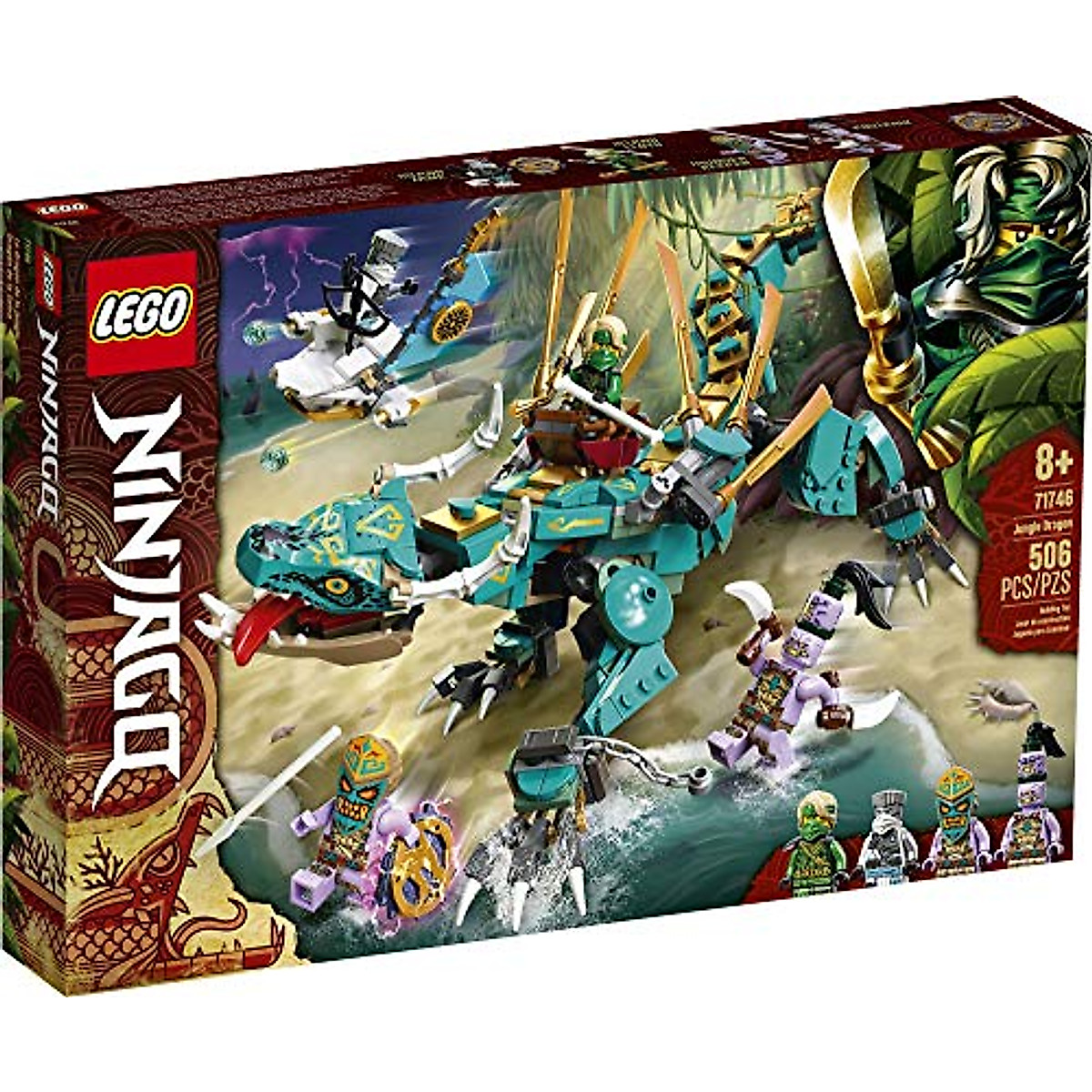 LEGO NINJAGO Jungle Dragon 71746 Building Kit; Ninja Playset Featuring Posable Dragon Toy and NINJAGO Lloyd and Zane; Cool Toy for Kids Who Love Imaginative Play, New 2021 (506 Pieces)