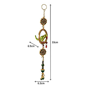 Handicrafts Paradise Door Hanging in Metal Parrot Shaped with Bells
