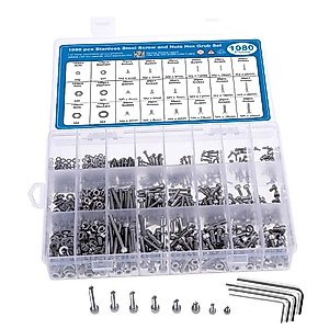 MMOBIEL Stainless Steel Screws Nuts 1080 Pcs - M2 M3 M4 - Hex Socket Assortment Kit - Head Cap Screws Nuts and Washers - Precise Metric Screws - Incl. Wrenches
