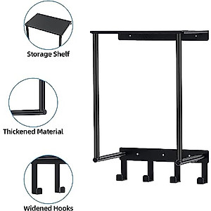 Camping Chair Storage, Metal Camping Chair Holder for Garage with 4 Hooks, Beach Chair and Umbrella Wall Storage Rack, Black