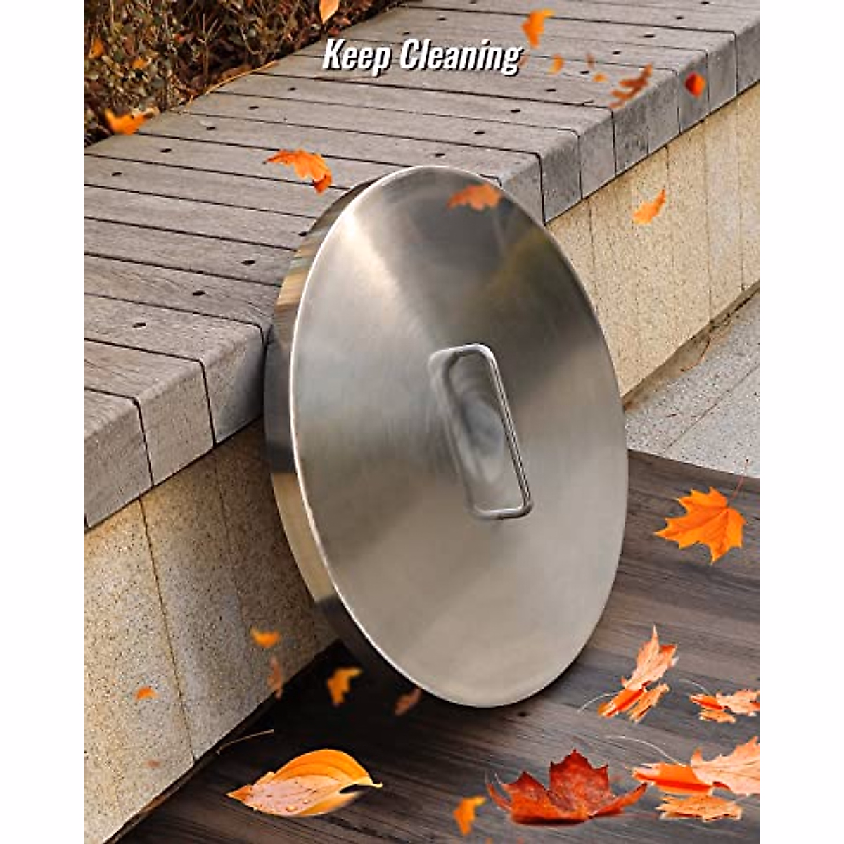 304 Stainless Steel Fire Pit Lid Fit for Solo Stove Bonfire 19.5" Fire Pit, Round Cover with Heat Resistant Handle, Outdoor Fire Pits Wood Burning and Camping Accessories