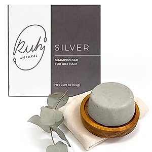 Ruh Natural Shampoo Bar for Oily Hair, Handmade Sulfate Free Shampoo Bars with Bentonite Clay and Gardenia Sent, Vegan and Zero-Waste Eco-Friendly, Silver (1ct)