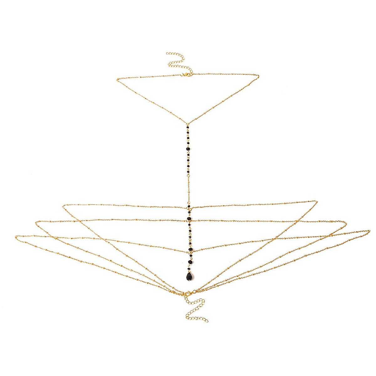 Cosydays Women Gold Belly Body Chain Rhinestone Chest Chains Beach Bikini Bra Chain (A-Rhinestone)