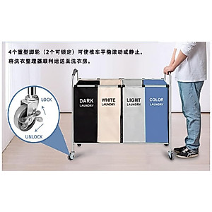 Foldable Laundry Basket Assorted Bags,320L 4 Bag Laundry Sorter Cart 16 X 30 X 40 inch Heavy Duty Laundry Cart with Wheels Laundry Organizer Basket Clothes Separator Hamper