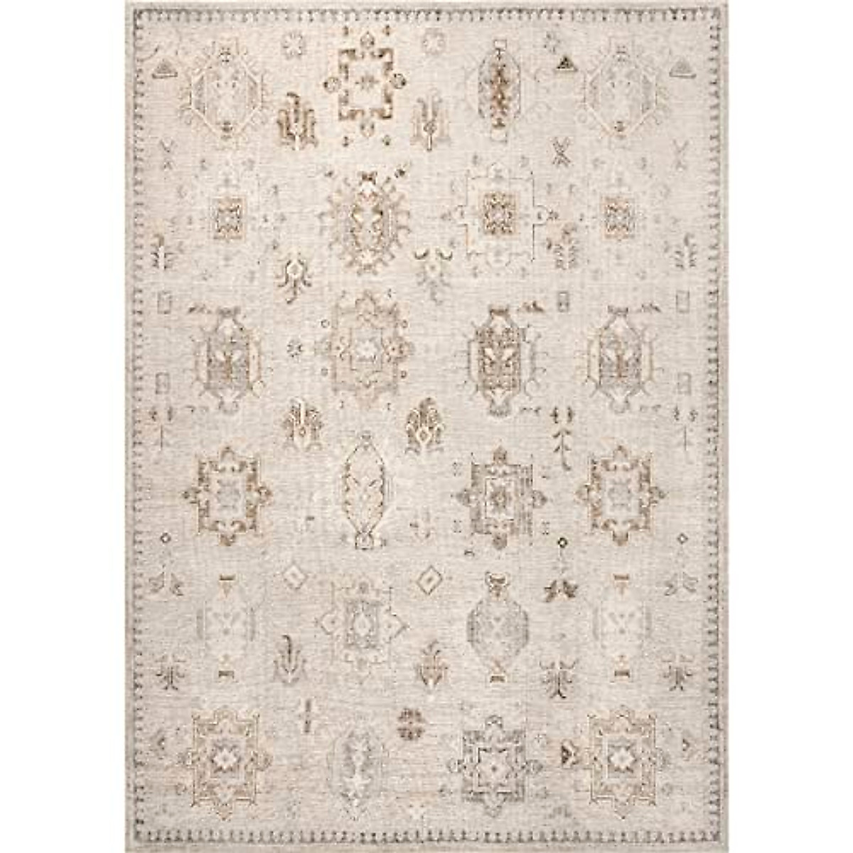 nuLOOM Krystin Machine Washable Distressed Area Rug, 4' x 6', Beige