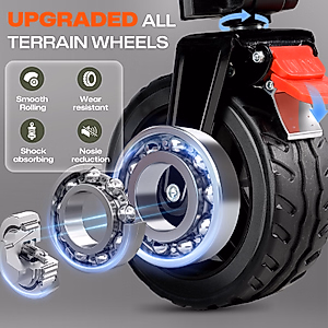 Overmont Collapsible Wagon Cart with Wheels - Foldable Heavy Duty Wagon with Big All-Terrain Wheels - 330Lbs Weight Capacity with Side Pockets for Camping Sports Garden Grocery Shopping red