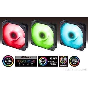 Scythe Kaze Flex 92mm RGB LED Fan, PWM 300-2300 RPM, No Controller Included, Single Pack