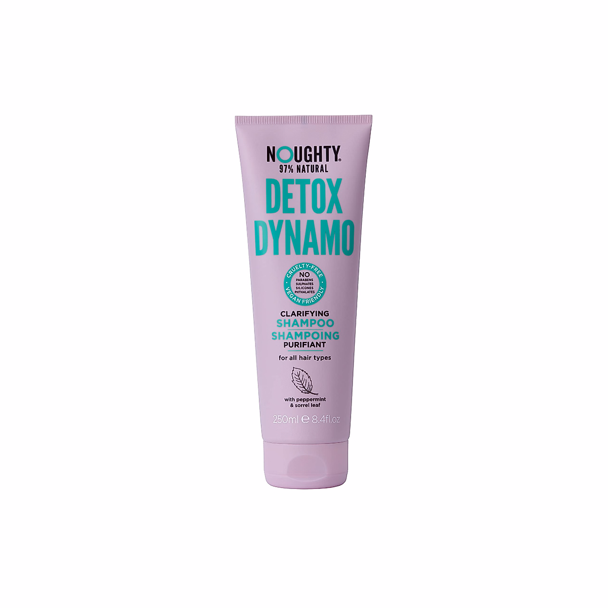 Noughty 97% Natural Detox Dynamo Clarifying Shampoo to Refresh Hair and Remove Residue, Suitable for Every Day Use with Peppermint and Sorrel Leaf, Sulphate Free Vegan Haircare 250ml
