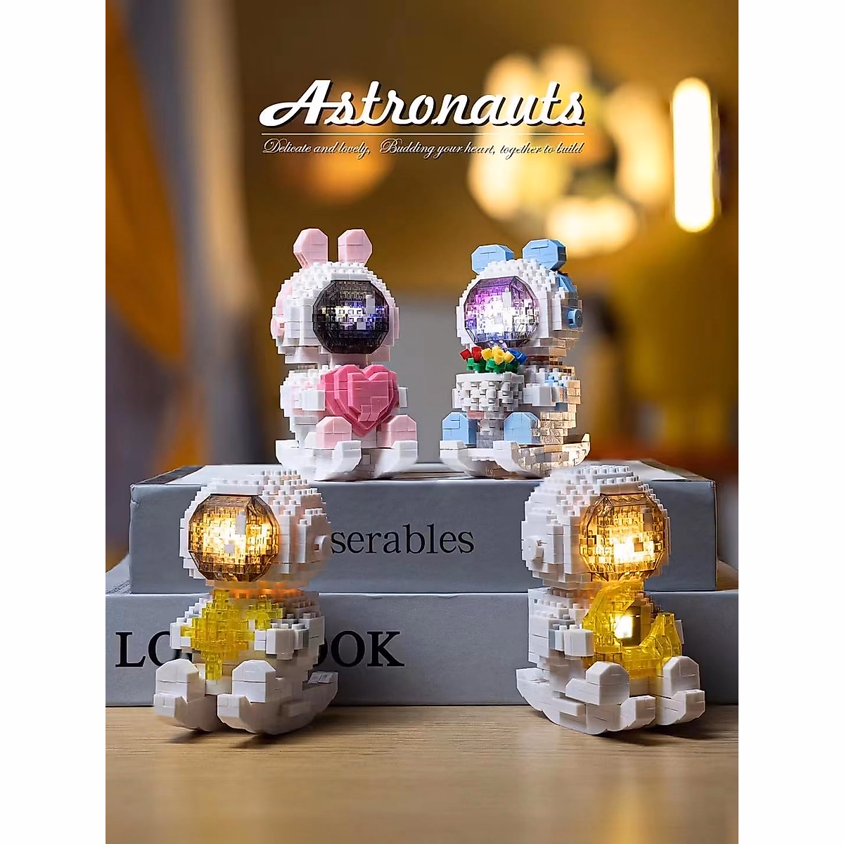 Elegrafy Rocking Astronaut Holding Star Mini Building Blocks Micro Building Kits for Kids and Adults Space Toys with LED Lighting Kit Compatible with Nano (433 Pieces)