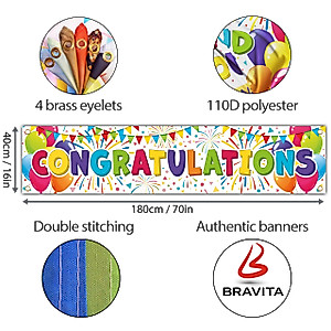 Congratulations Banner - Congratulations Decorations - We are so Proud of You banner - Well Done Banner - Graduation Banner - Graduation Decorations for Prom - 6 x 1.3ft (White)