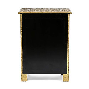 Christopher Knight Home Upson Handcrafted Boho 3 Drawer Nightstand, Gold