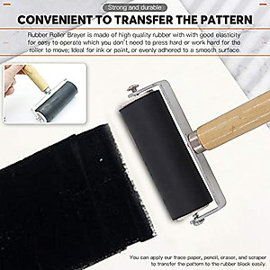 Rustark 42Pcs Rubber Stamp Making Kit, Printing Starter Tool Kit with Carving Knives,Rubber Carving Blocks,Ink Brayer Roller,Tracing Paper and More for Printmaking, Sculpting, Stamping