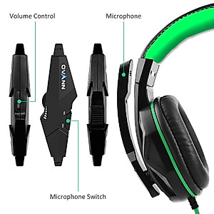 Gaming Headset,DLAND 3.5mm Wired Bass Stereo Noise Isolation Gaming Headphones with Mic for Laptop Computer, Cellphone, PS4 and so on- Volume Control (Black and Green)