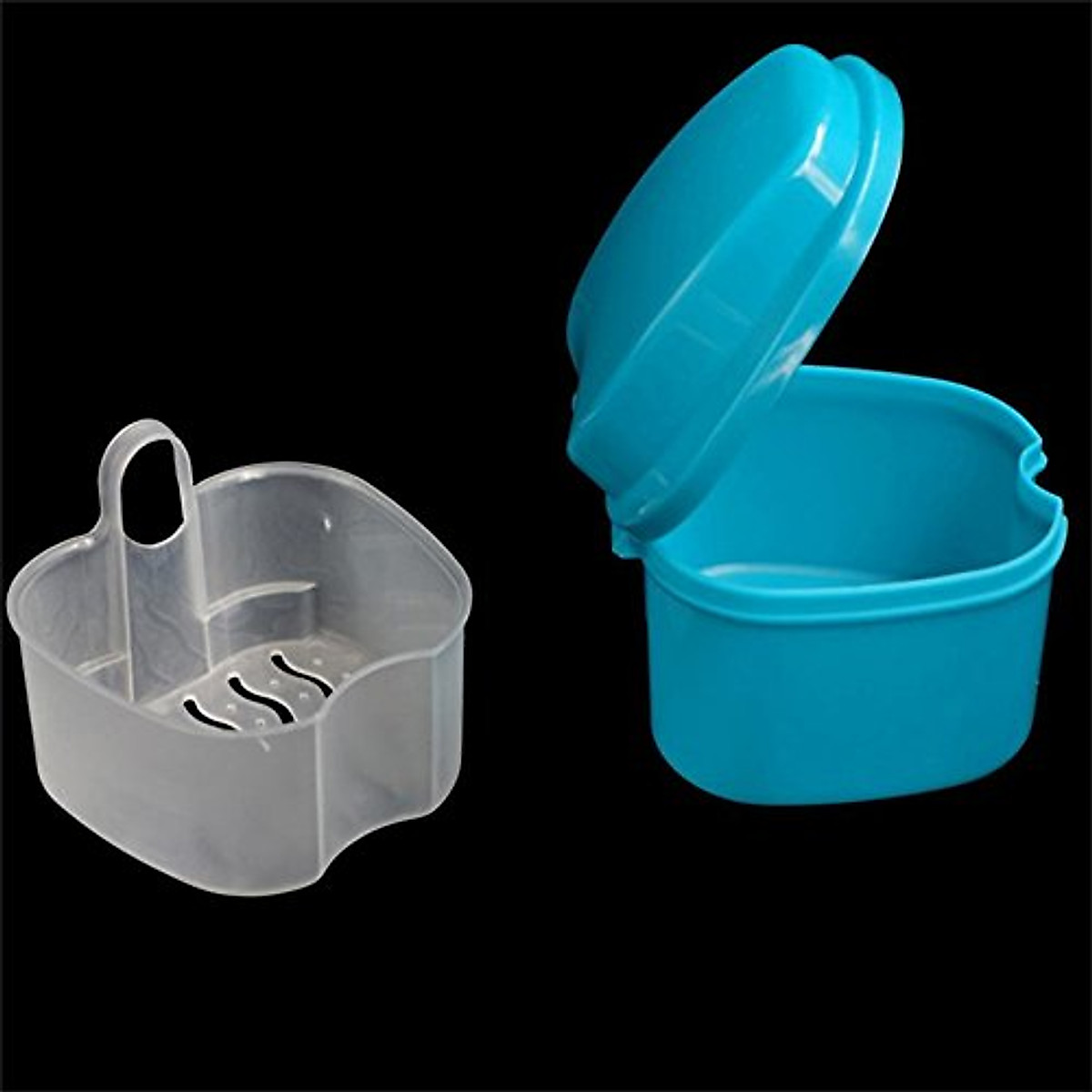 XuBa Pp Denture Bath Box Case Dental False Teeth Storage Box With Hanging Net Container