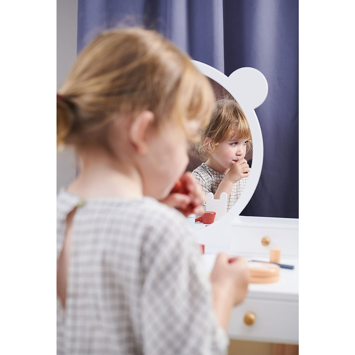 Tender Leaf Toys - Forest Dressing Table - Stunning Wooden Dressing Table and Stool Set - Storage Galore with Large Mirror for Boys and Girls, Enhances Creative Play - Age 3+